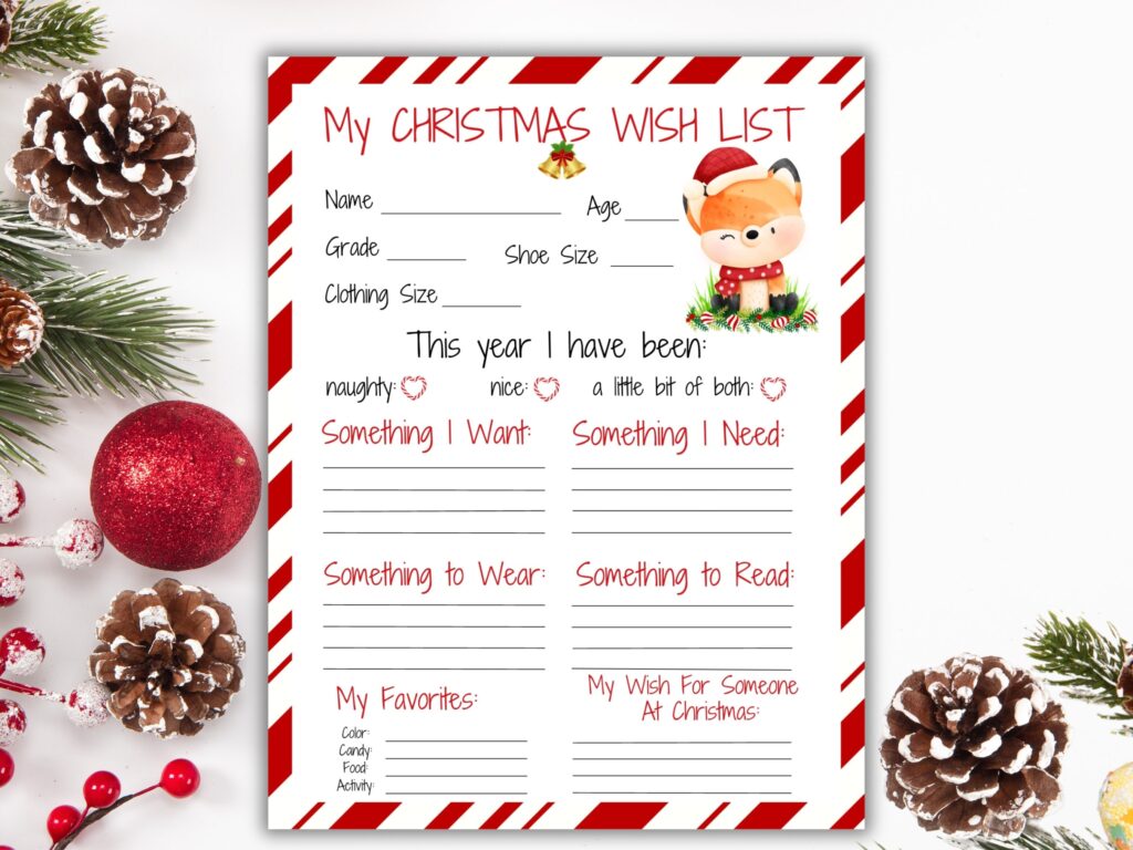 Santa Claus Wish List Printable - Free Printable Blank Worksheets for ...